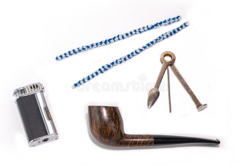 Pipe, Accessory and Tobacco Isolated on White Stock Image - Image of ...