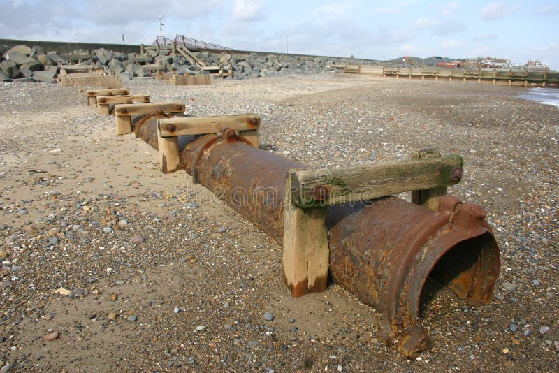 Rusty Drain Pipe on the Beach Stock Photo - Image of diameter, drainage ...