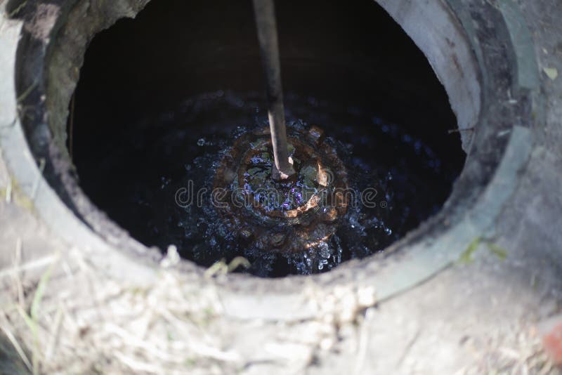 Pipe Break in Sewer. Repair of Pipes Underground. Open Hatch Stock ...