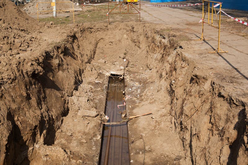 Pipe breakage stock image. Image of casualty, trench - 51375443