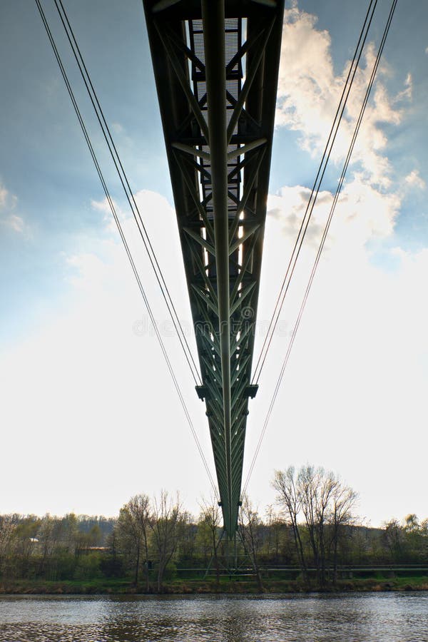 Suspension Pipe Bridge Over River Deliver Hot Steam Stock Image - Image ...