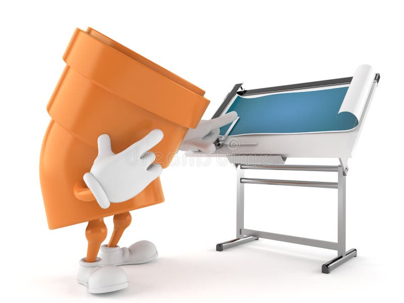 Pipe Character with Blueprint Stock Illustration - Illustration of ...