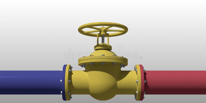 Pipe with Colors of Flag of Andorra, 3D Rendering Stock Illustration ...