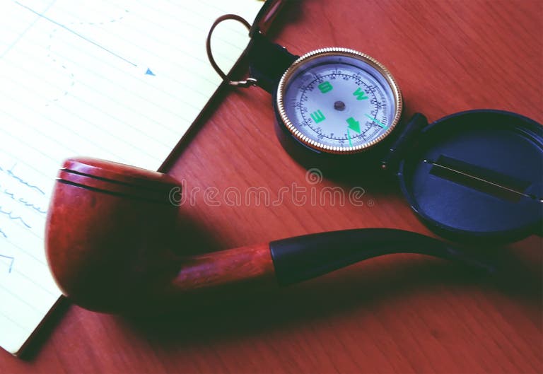 Pipe and compass b stock image. Image of south, magnetic - 50966555