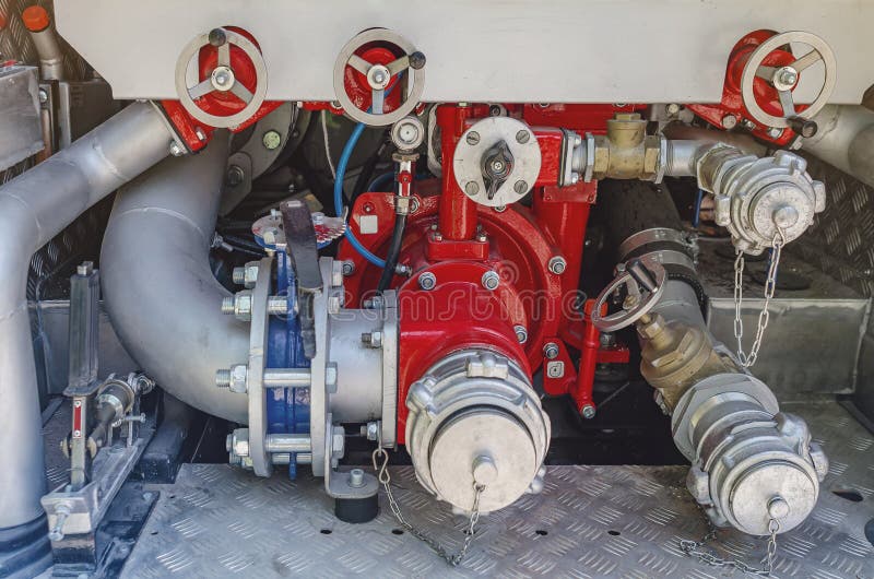 Pipe Connection System in a Fire Truck Stock Photo - Image of fire ...