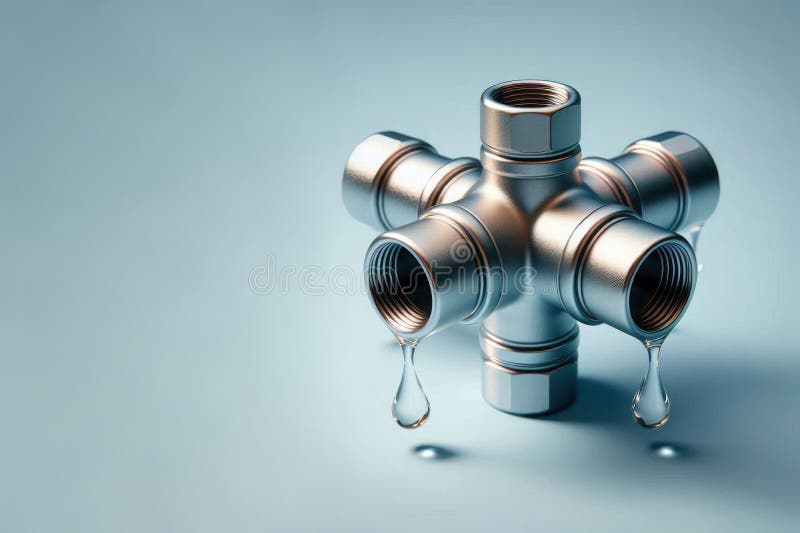 Pipe Connection with Water Droplets. Space for Text. Stock Image ...