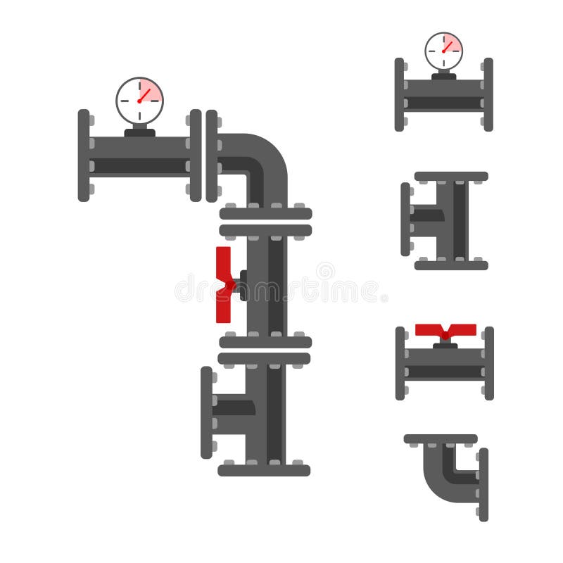 Pipe connector vector set. stock vector. Illustration of canalization ...