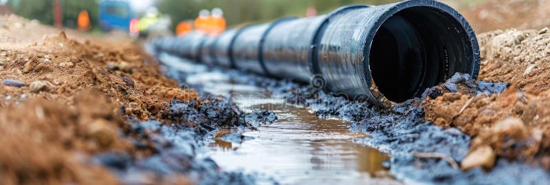 A Pipe is Covered in Mud and Water Stock Photo - Image of water, power ...