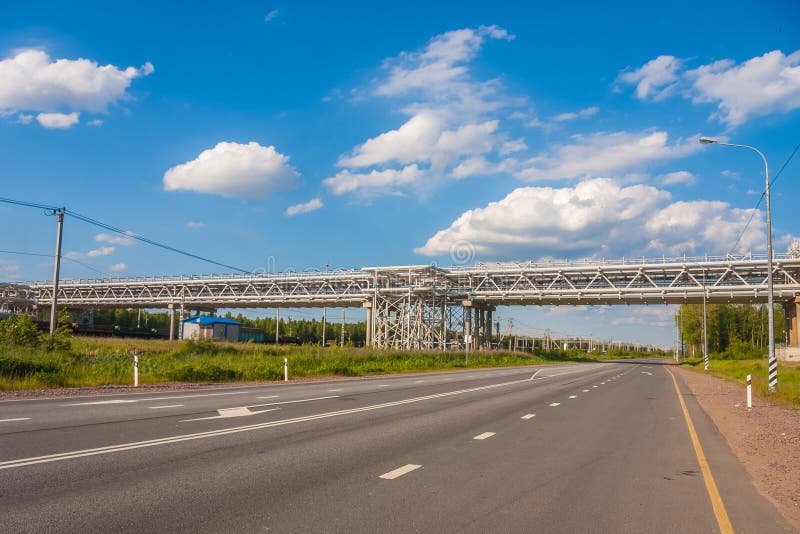 Pipe crosses the road stock image. Image of modern, crossing - 60145245