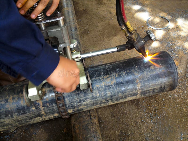 Pipe cutting work stock photo. Image of pipe, worker - 42538012