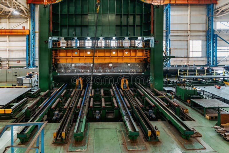 Pipe Formation by Roll Sheet Bending Machine Stock Image - Image of ...