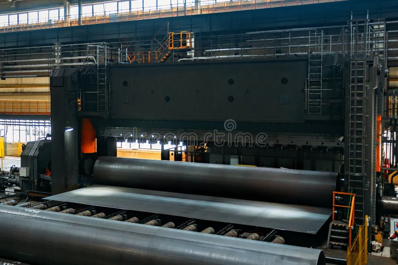 Pipe Formation by Using Roll Bending Machine Stock Photo - Image of ...