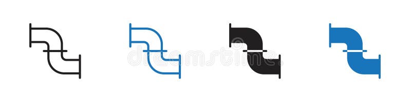 Pipe Icon Linear Graphics Set Vector in Black Stock Vector ...