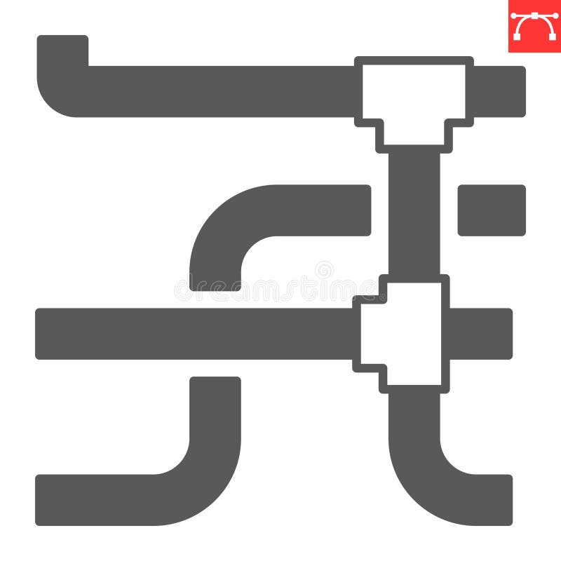 Pipe Installation Glyph Icon Stock Vector - Illustration of plumber ...