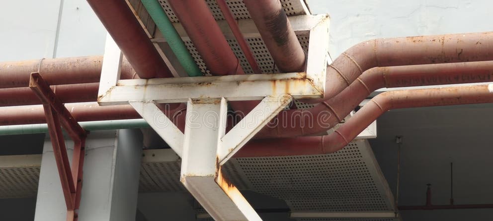 Color-Coded Pipe Installation Inside a Building Stock Photo - Image of ...