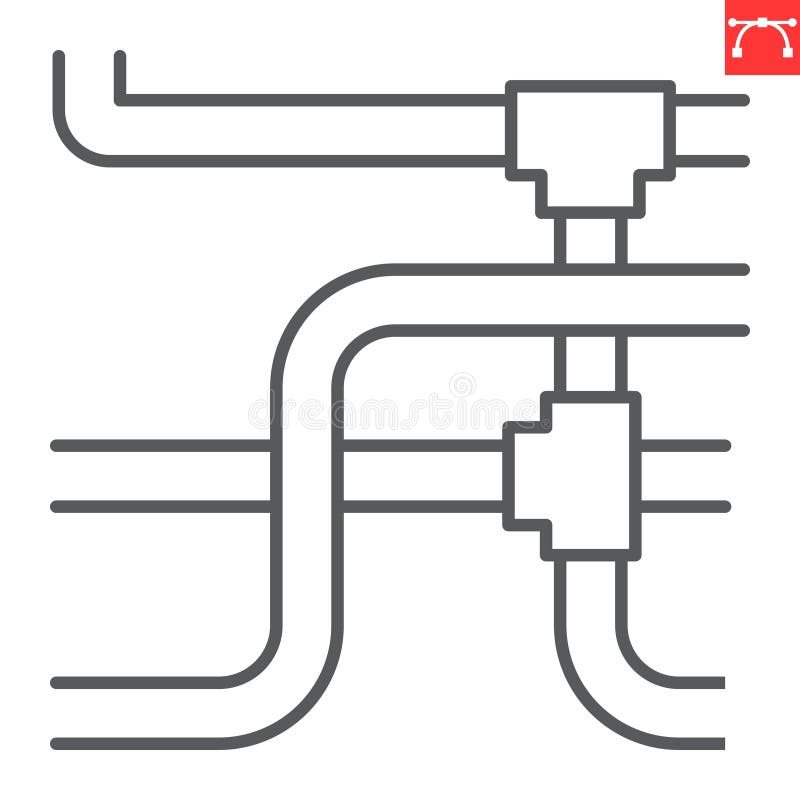 Pipe Installation Line Icon Stock Vector - Illustration of bathroom ...
