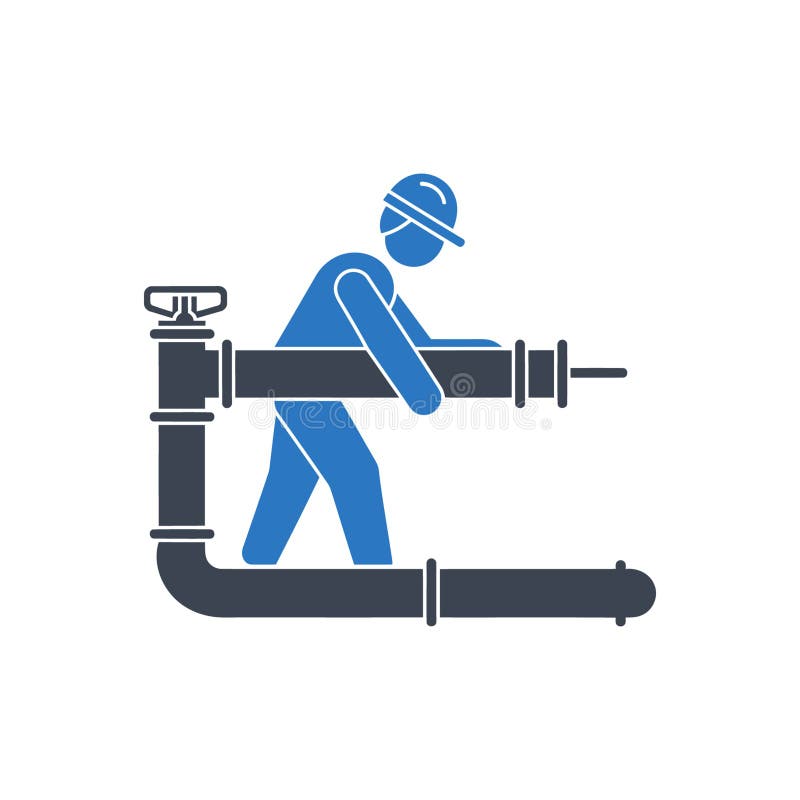 Pipe Installation Worker Icon Stock Vector - Illustration of collar ...