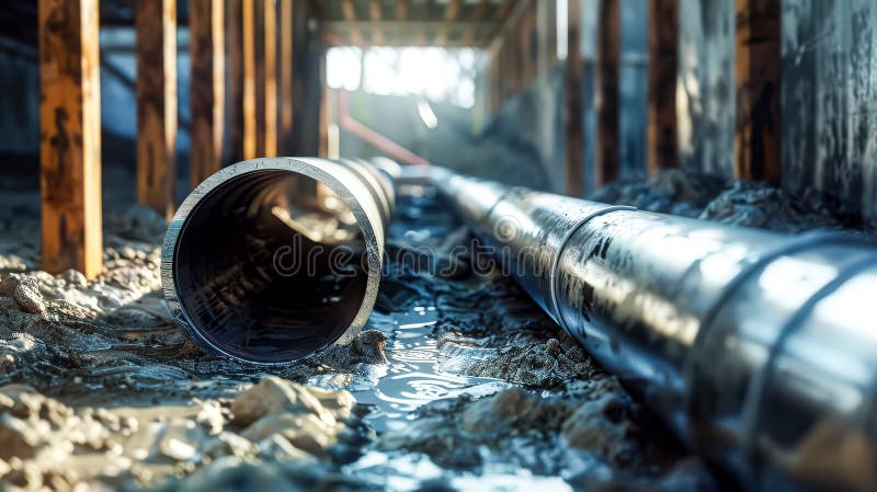 Pipe is Laying on the Ground with Water Dripping from it Stock Photo ...