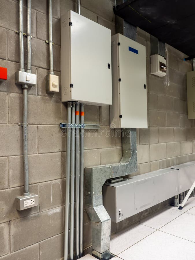 Still Pipe Line Power Supply Boards in Box on the Wall Stock Image ...