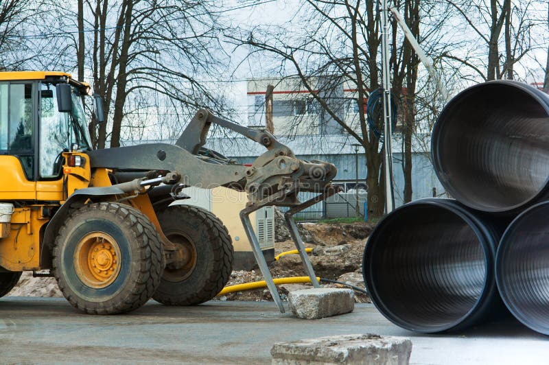 Pipe, Loader, Forklift, Bulldozer, Heavy, Work, Diameter, Large Stock ...