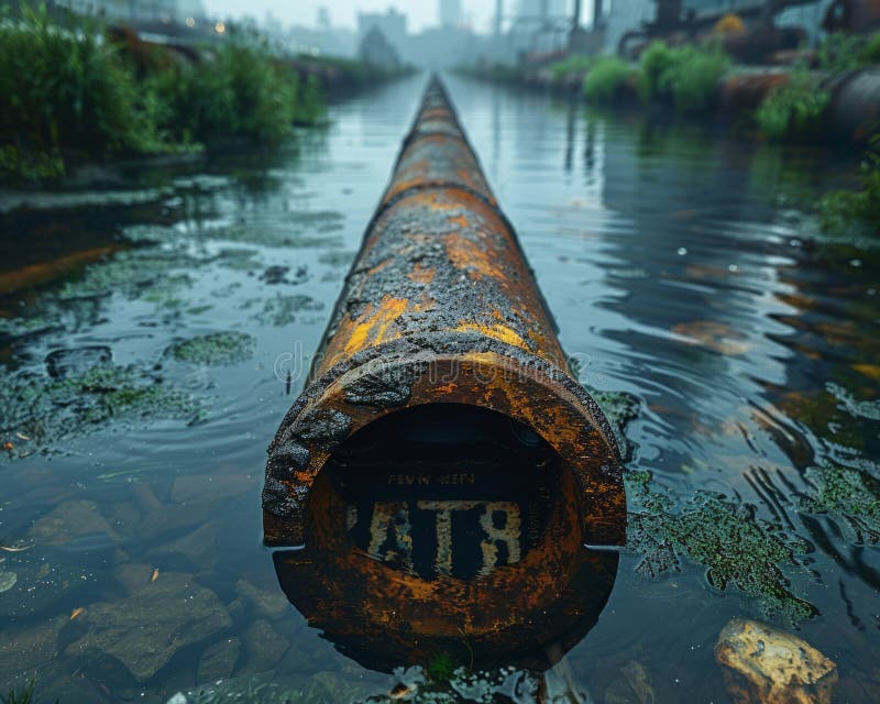 A Pipe in the Middle of a River Stock Photo - Image of river ...