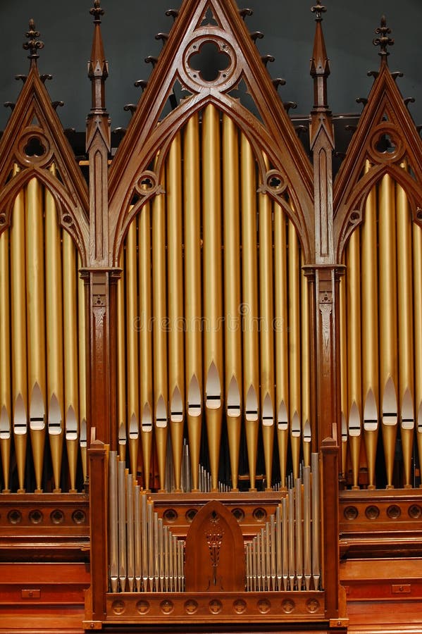 Pipe organ in church stock image. Image of silver, church - 8714635