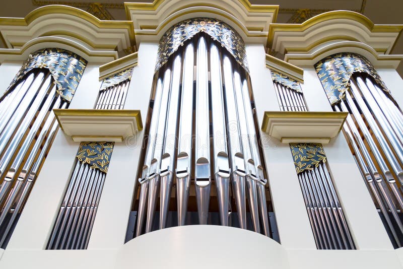 Pipe Organ in the Concert Hall Stock Image - Image of musical ...