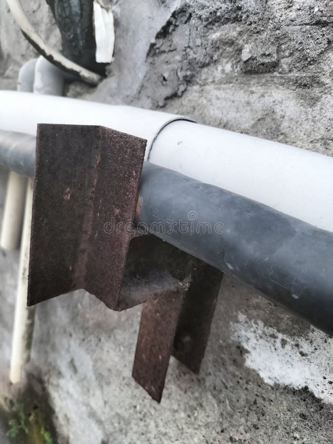 Pipe at Outdoor Plumbing System Stock Image - Image of asphalt, wall ...