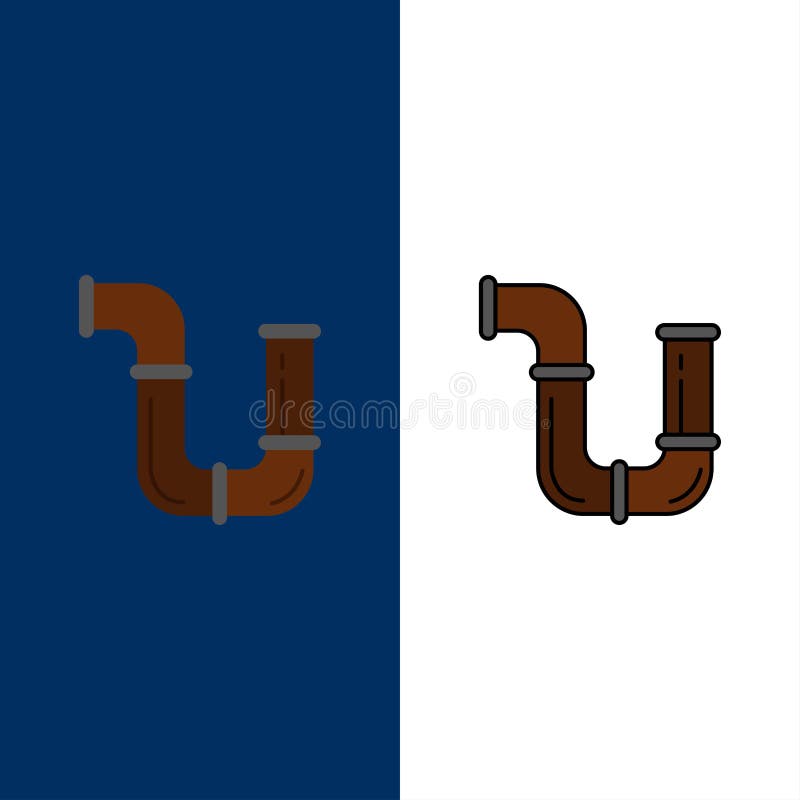 Pipe, Plumber, Repair, Tools, Water Icons. Flat and Line Filled Icon ...