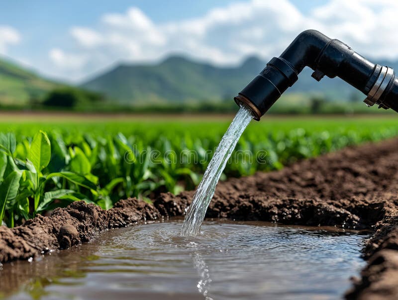 A Pipe that is Pouring Water into a Puddle of Water Stock Photo - Image ...