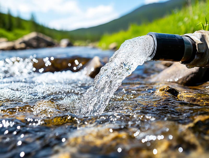 A Pipe that is Pouring Water into a Stream Stock Photo - Image of trees ...
