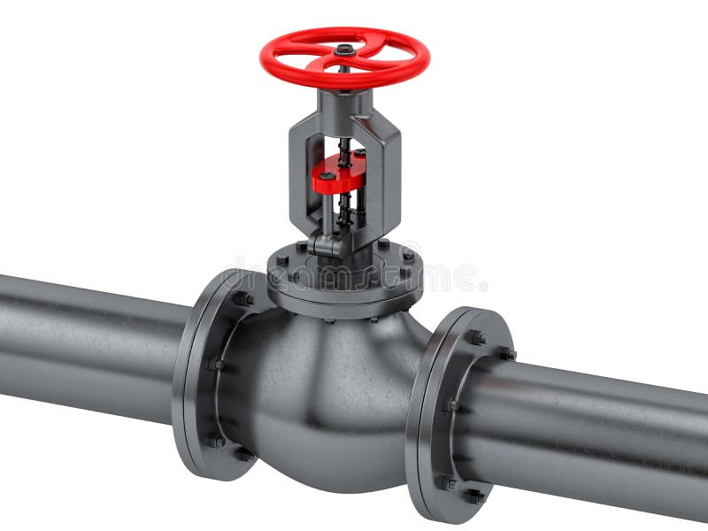 Pipe with a red valve stock illustration. Illustration of construction ...