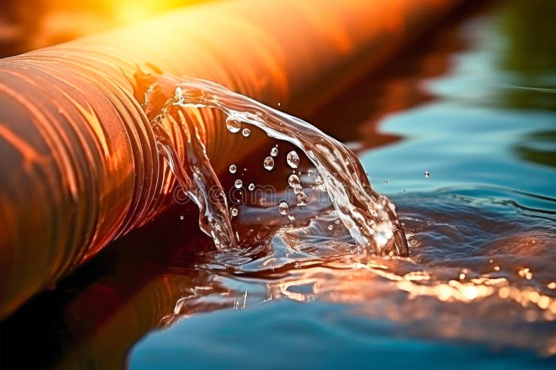 A Pipe Releasing a Steady Stream of Clear Water, Creating a Serene and ...