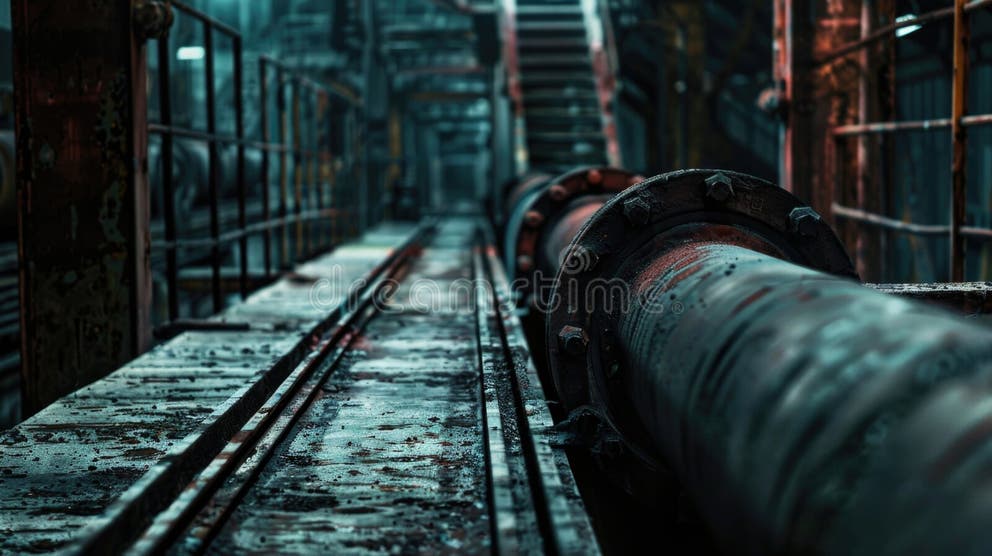 A Pipe Runs through a Building with Numerous Windows Stock Photo ...