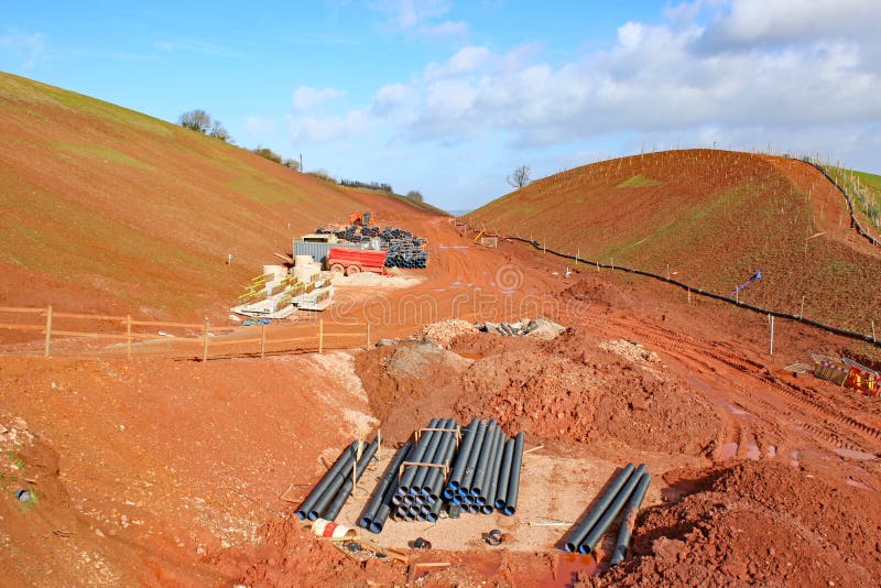 Pipes on a Road Construction Site Stock Image - Image of earth ...