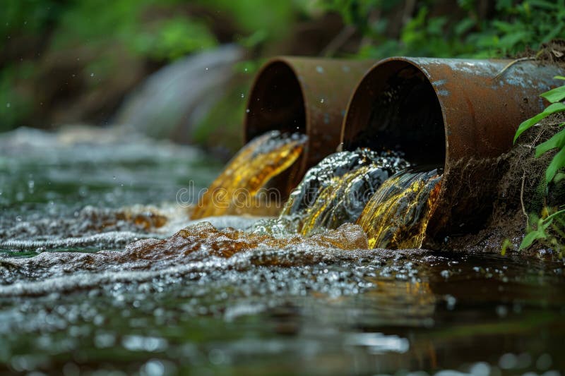 Pipe with Sewerage, Wastewater in the River, Water Pollution Stock ...