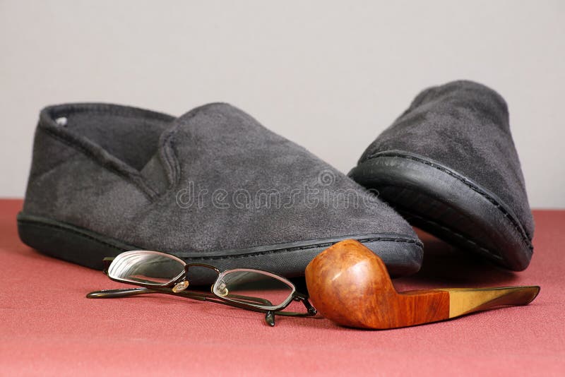 Pipe and slippers stock image. Image of glasses, home - 23582049