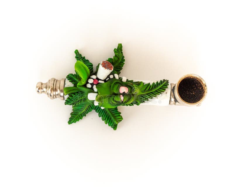 Pipe for Smoking Marijuana with Smiling Leaf with Pipe on White ...