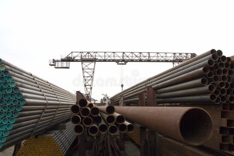Pipe storage on the street stock image. Image of industry - 103082167