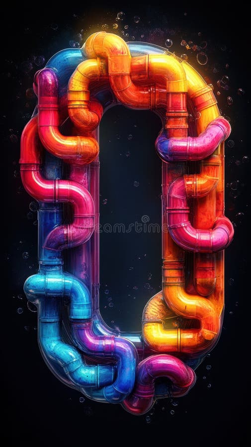 Pipe Structure in Rainbow Colors Forming Number 0 Stock Image - Image ...