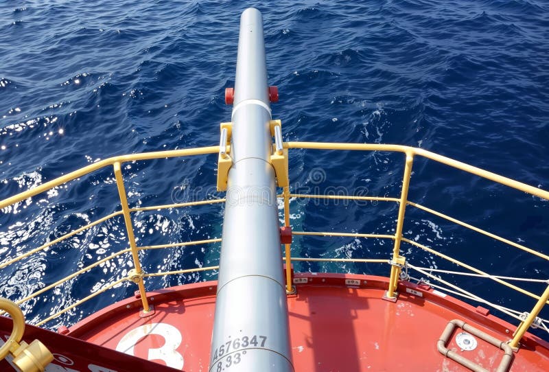 Large Pipe Mounted on Platform Overlooking Ocean View, Generative Ai ...