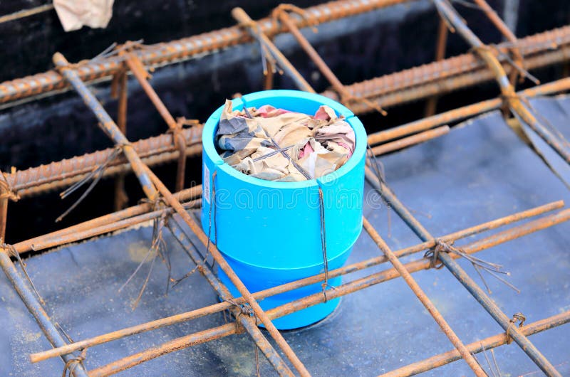 Pipe for Support Cement Plaster Stock Photo - Image of housing, blue ...