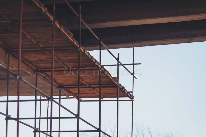 Pipe Support Under Concrete Beam. Scaffolding Steel Pipe at a ...