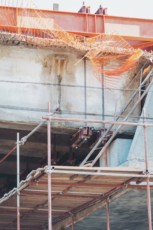 Pipe Support Under Concrete Beam. Scaffolding Steel Pipe at a ...