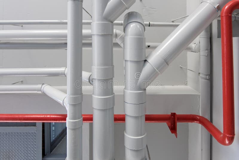 Pipe system in building stock image. Image of metal, residential - 99760635