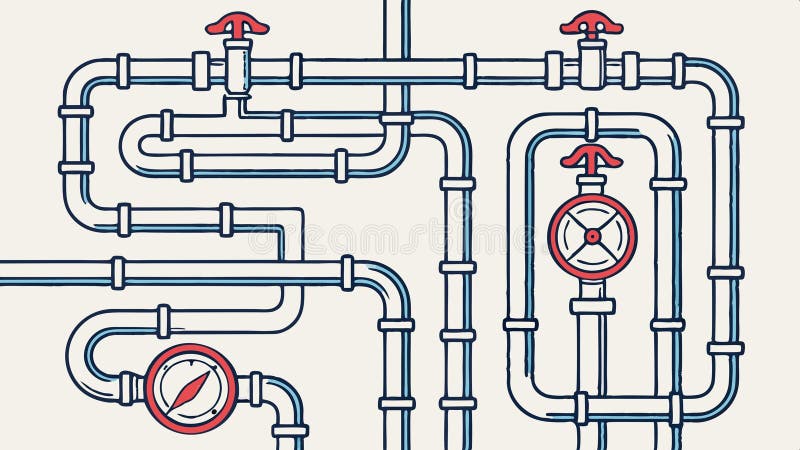 Pipe System Diagram, Plumbing and Industry, Technical Vector Design ...