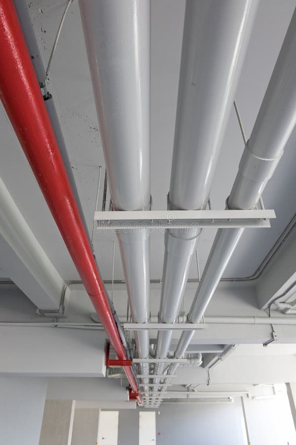 Pipe system in building stock image. Image of metal, safety - 99760679
