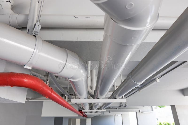 Pipe system in building stock image. Image of object - 99760735