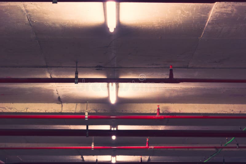 Pipe Systems, Pipeline on Building Ceiling. Stock Image - Image of ...