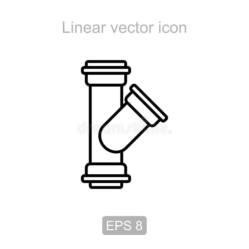Pipe Tee Angle. Linear Icon. Stock Illustration - Illustration of pipe ...